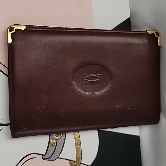 Cartier | Bags | Cartier Leather Wallet With Gold Tips | Poshmark